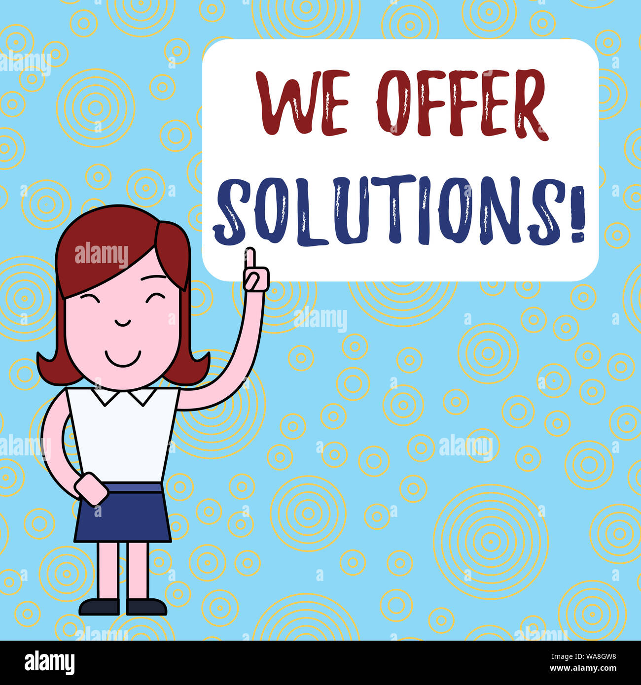 Text sign showing We Offer Solutions. Business photo text way to solve ...