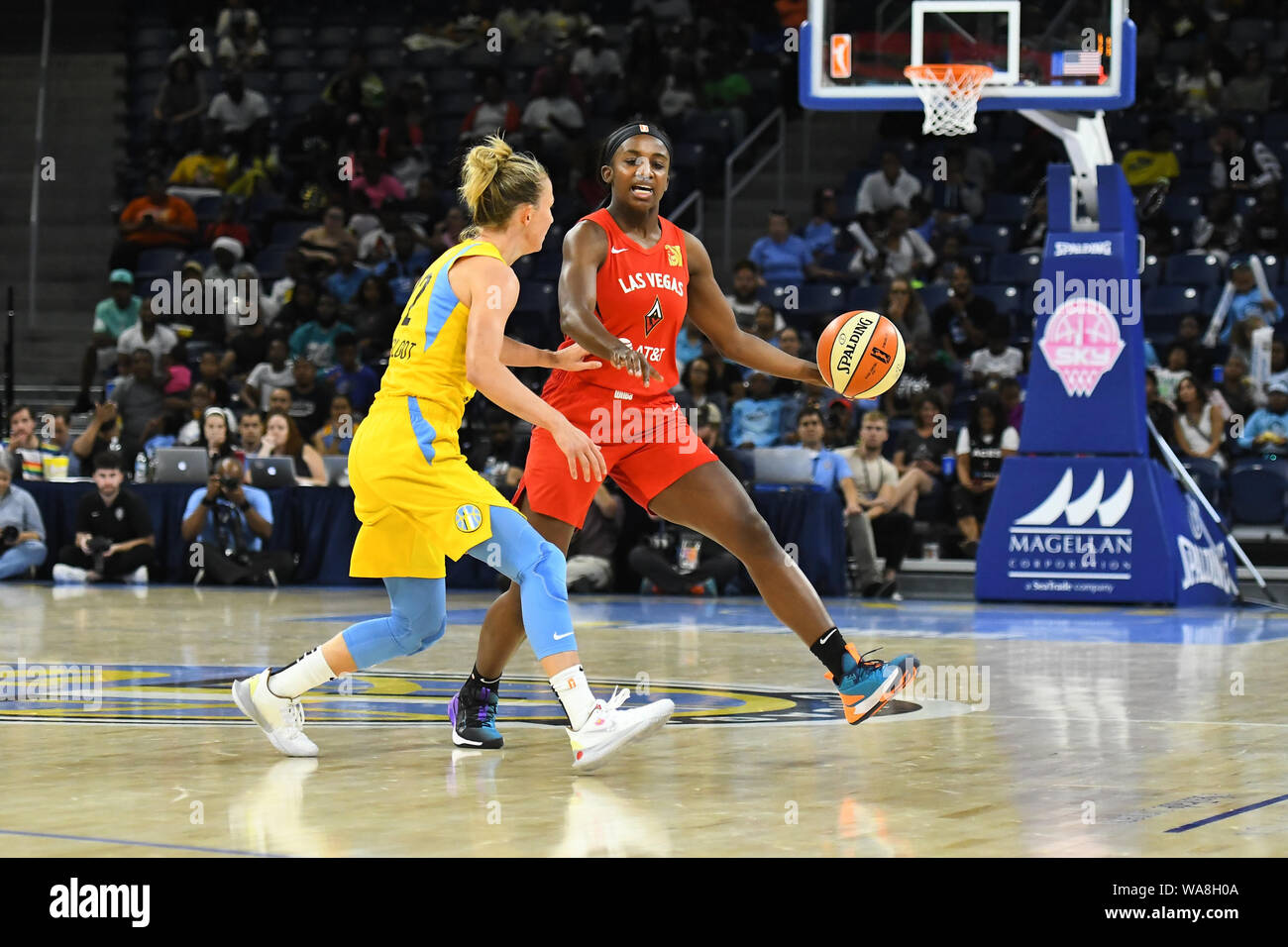 August 18, 2019: Guard Jackie Young (0) of the Las Vegas Acesin action ...