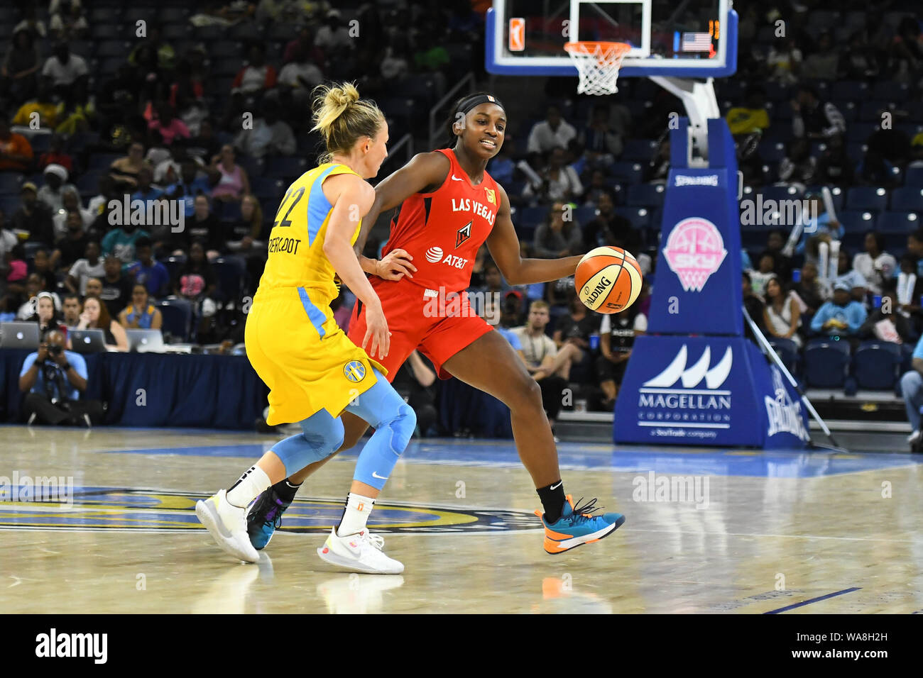 August 18, 2019: Guard Jackie Young (0) of the Las Vegas Aces in action ...