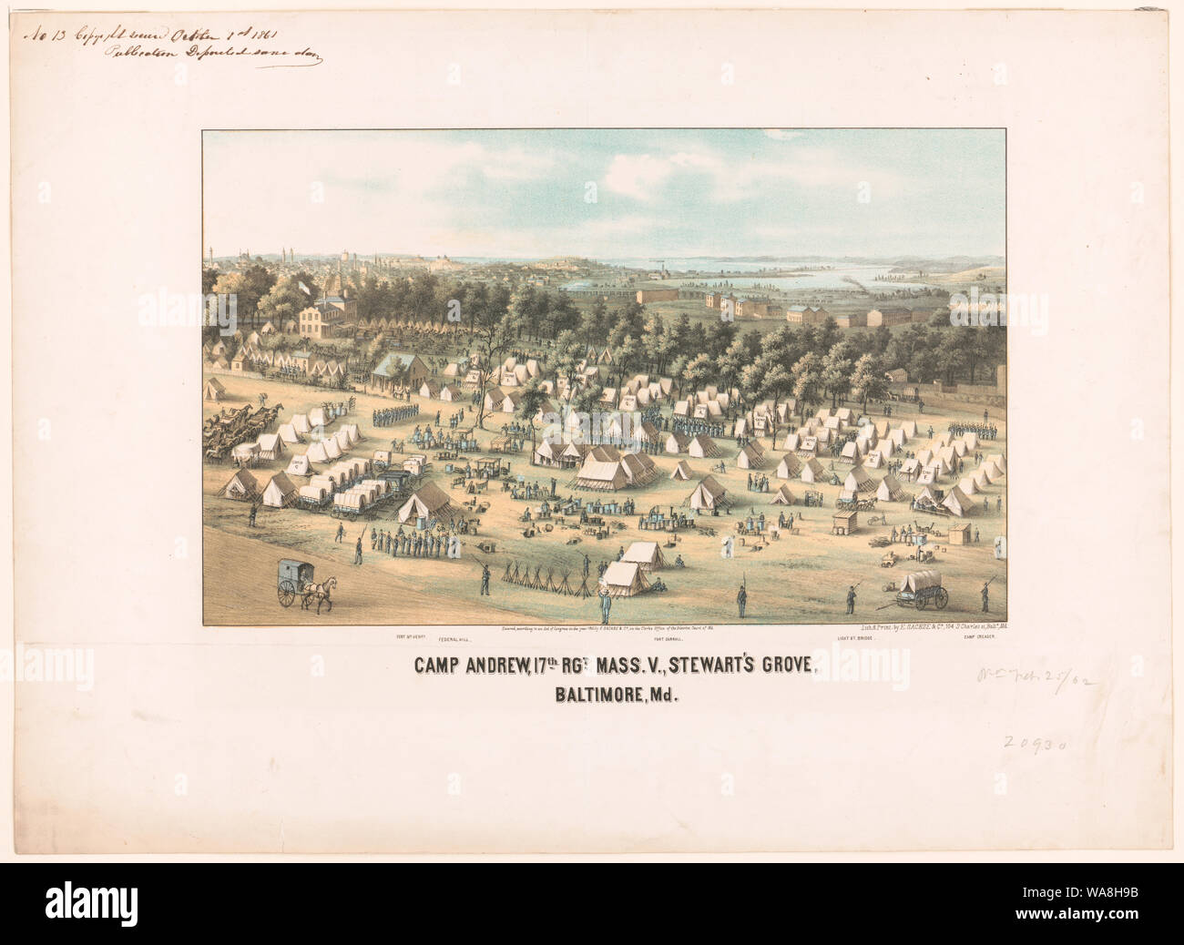 Camp Andrew 17th Rgt. Mass. V., Stewart's Grove, Baltimore, Md Stock ...
