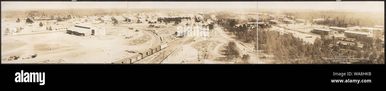 Camp Pike, Little Rock, Arkansas; Railroad tracks and cars at center of ...