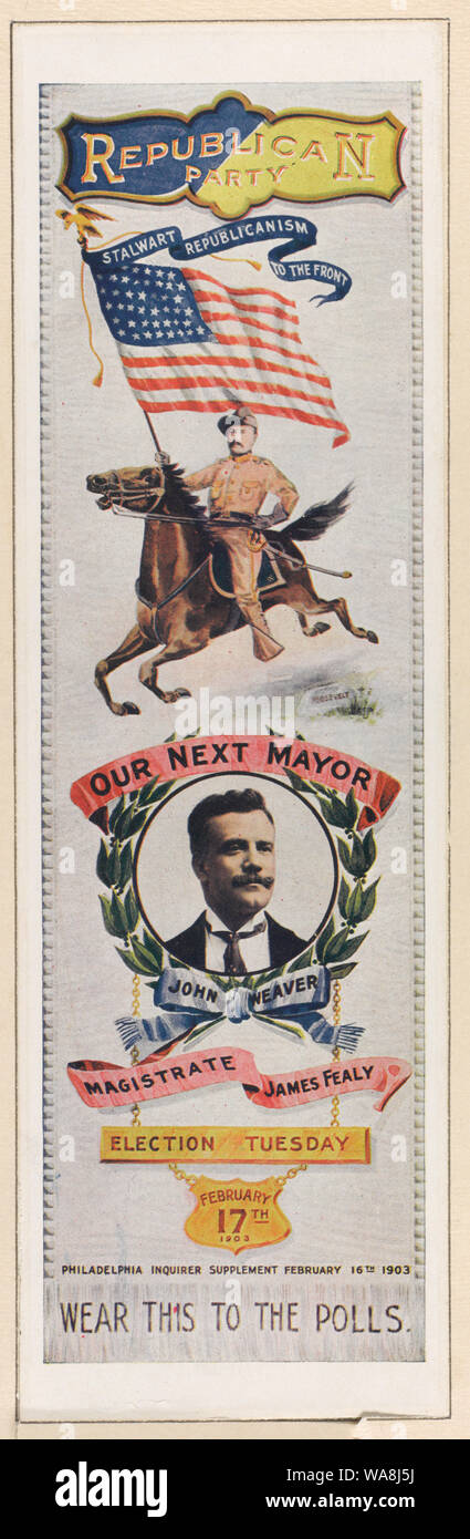 Campaign badge() of Republican party, to be worn to the polls, showing ...