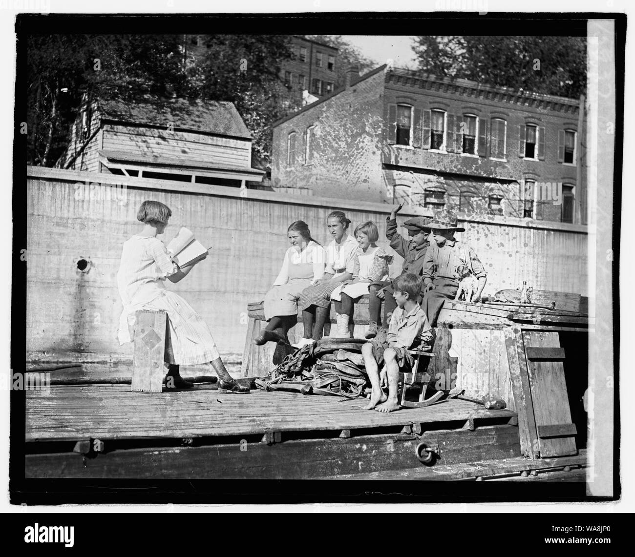 School children on boat Black and White Stock Photos & Images - Alamy