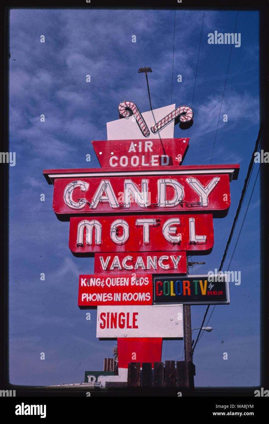 Candy Motel sign, Route 99, Fresno, California Stock Photo - Alamy
