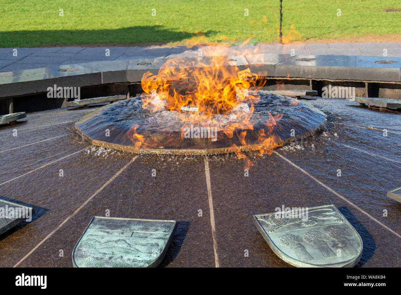OTTAWA, ONTARIO, CANADA - August 16, 2019: The Centennial Flame burns ...