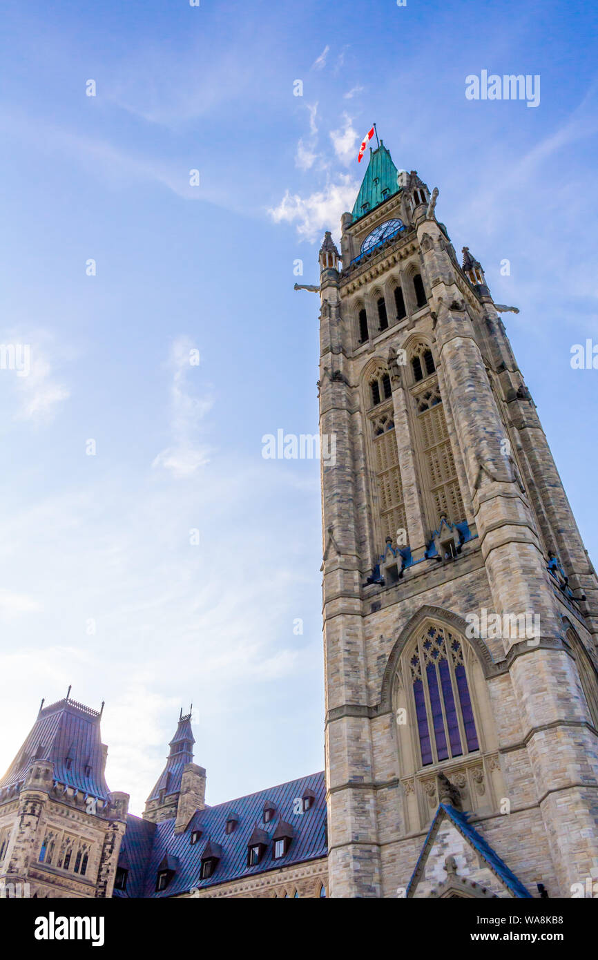 The Peace Tower in the Centre Block of the Canadian Parliament ...