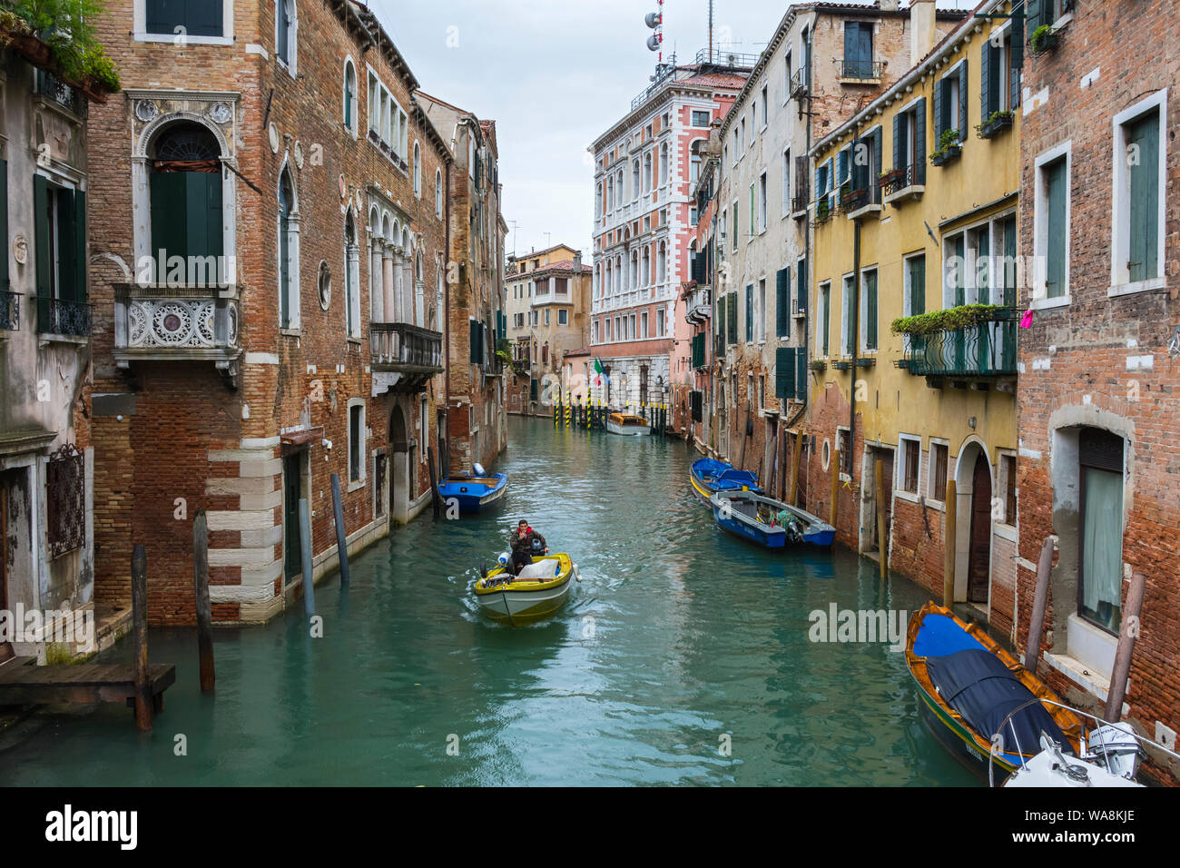 The Rio di Dan Polo canal from the Ponte San Polo bridge, Venice, Italy ...