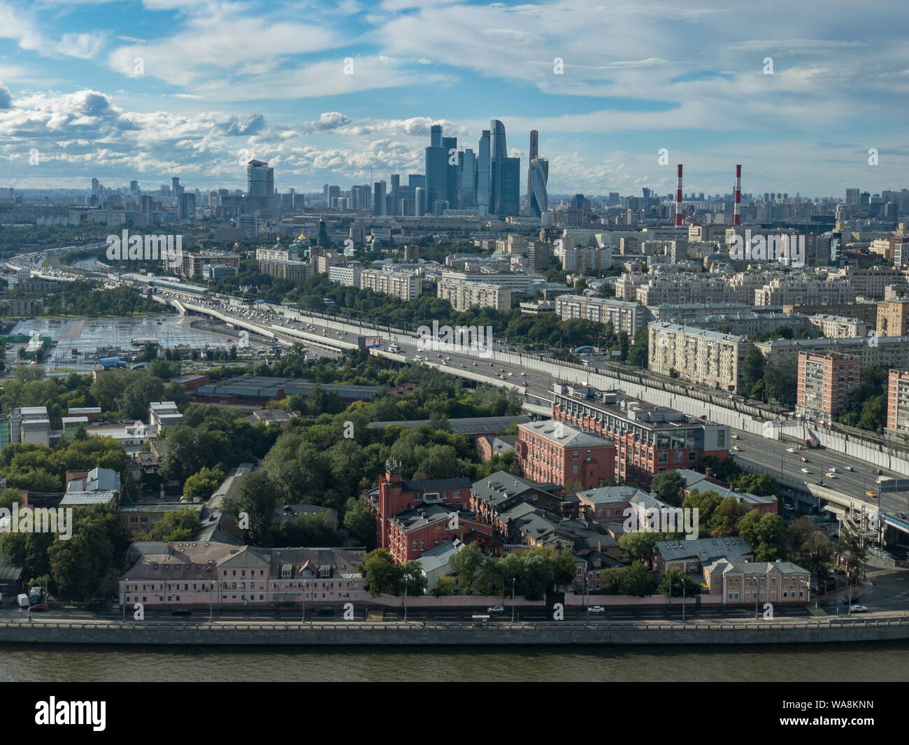 Aerial view of the city skyline in Moscow, Russia during the day Stock ...
