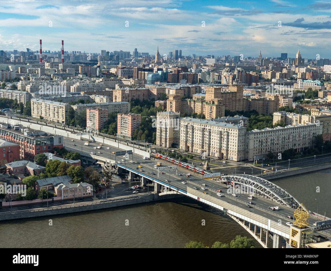 Aerial view of the city skyline in Moscow, Russia during the day Stock ...