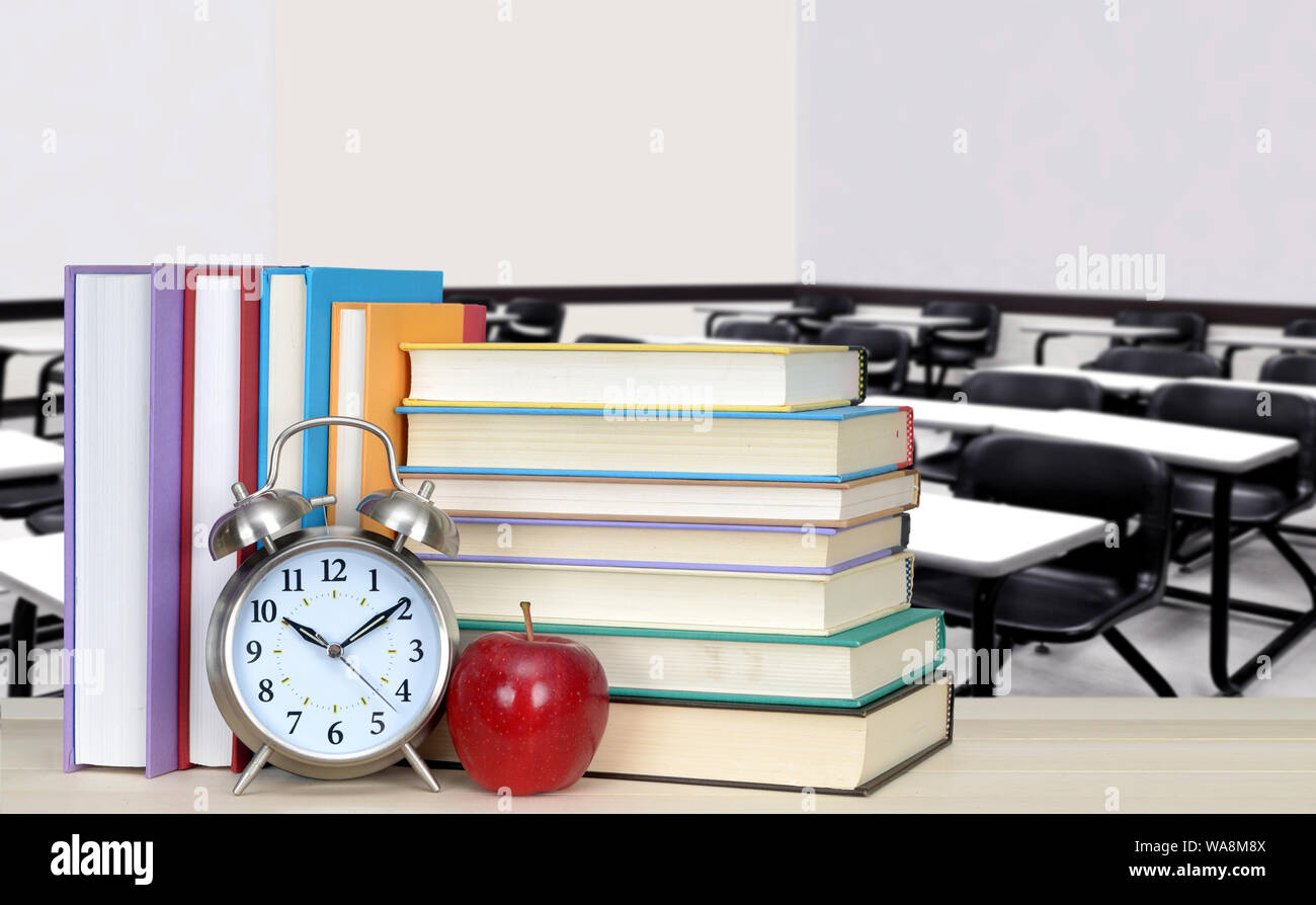 an empty classroom in the background with books for education design ...