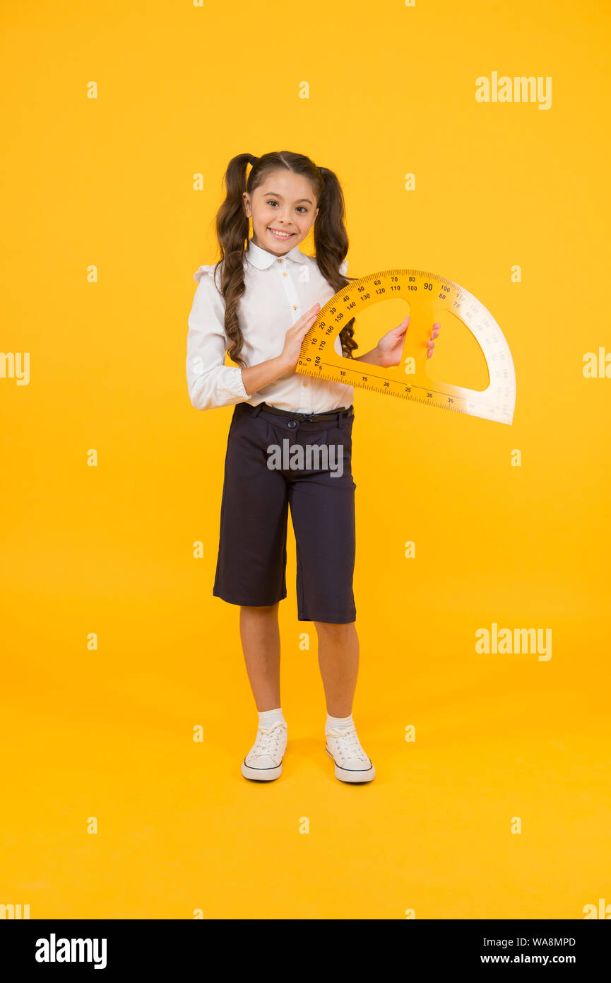 Future architect. Engineering course. Geometry concept. Schoolgirl ...