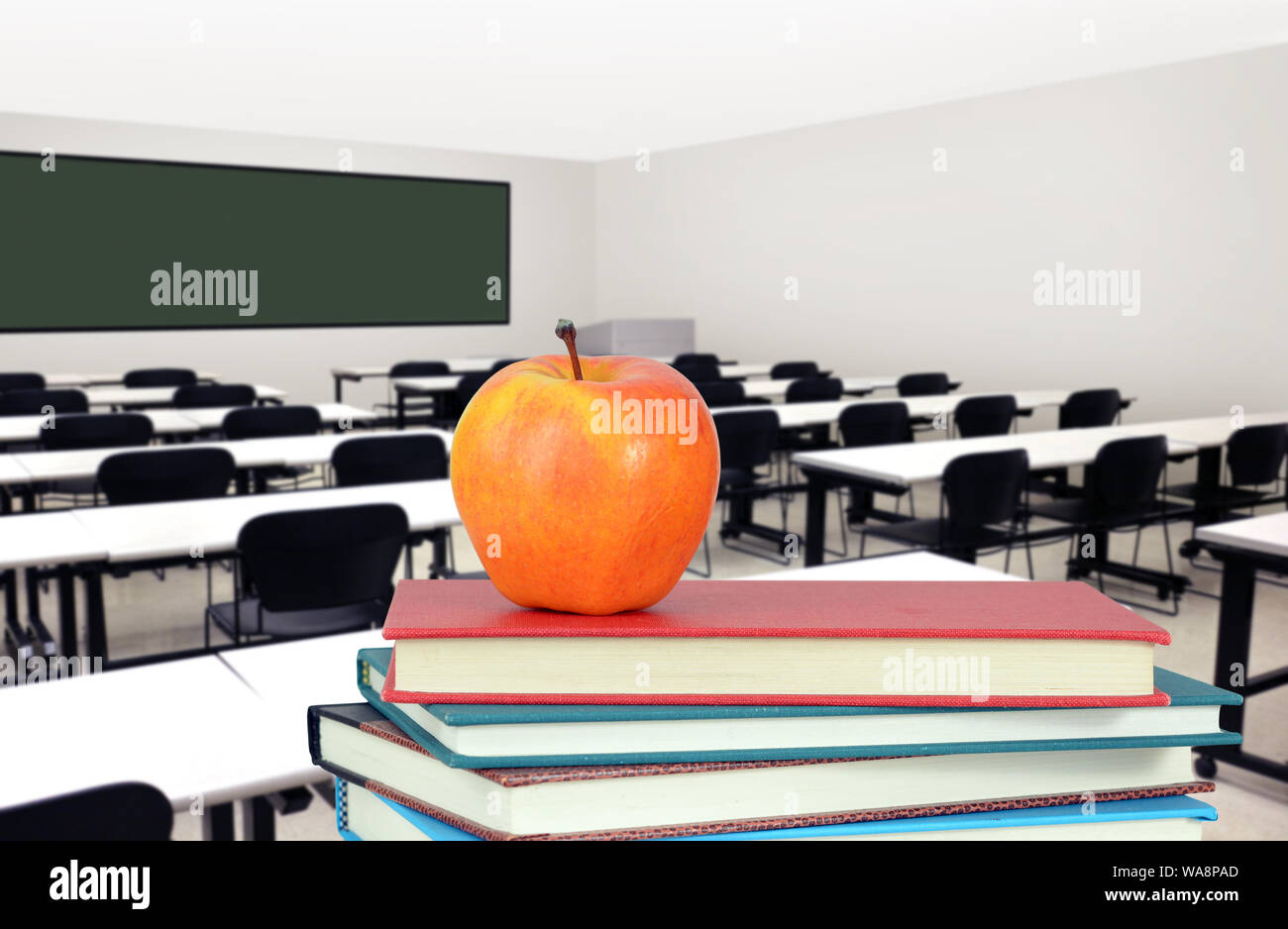 blurry empty classroom in school for back to school and education ...