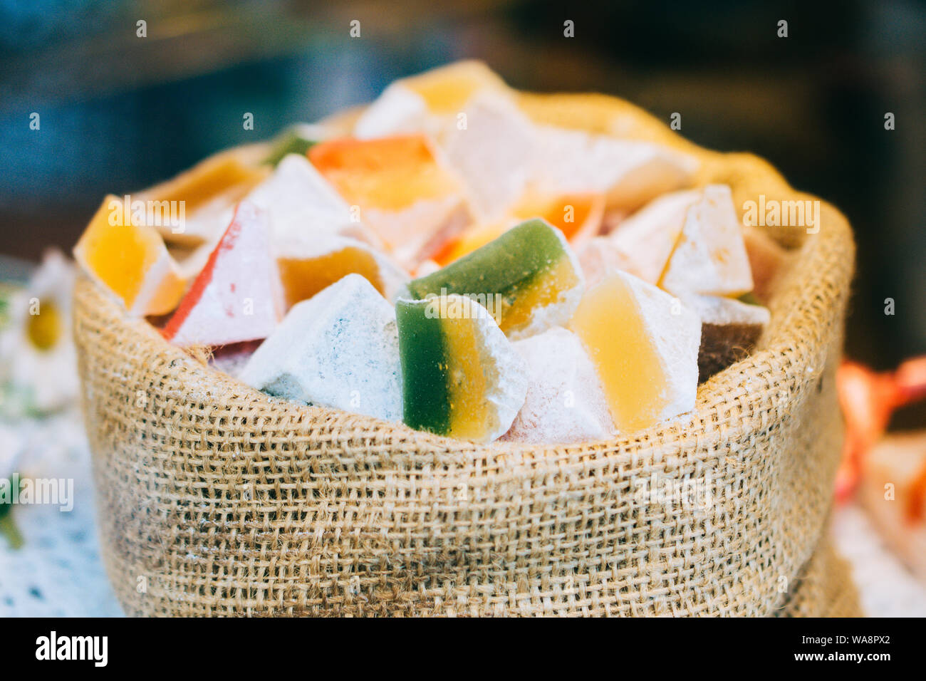 Load of traditional turkish delight lokum candy Stock Photo - Alamy