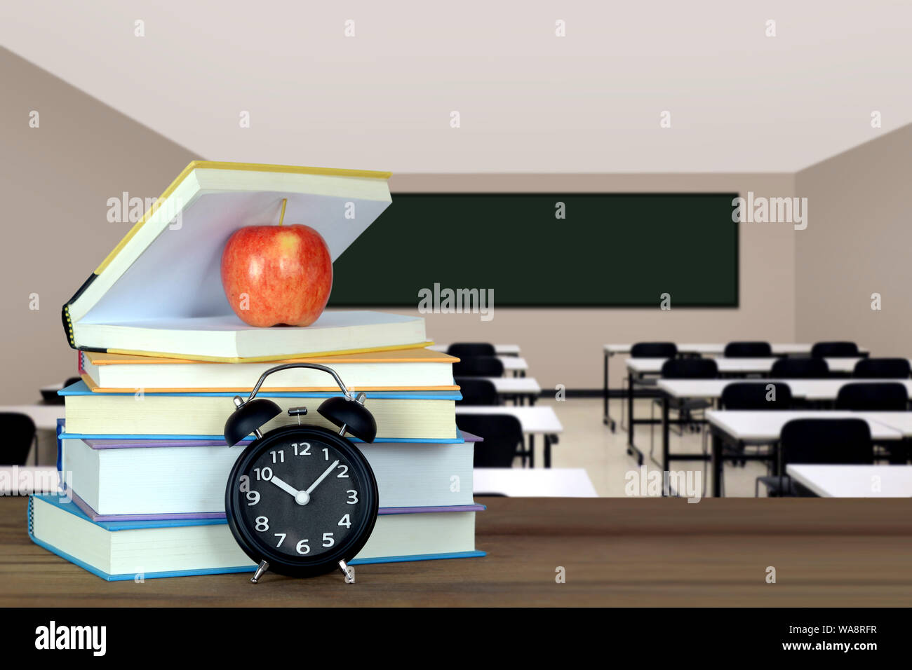 Empty classroom with book for education and Back to School concept ...
