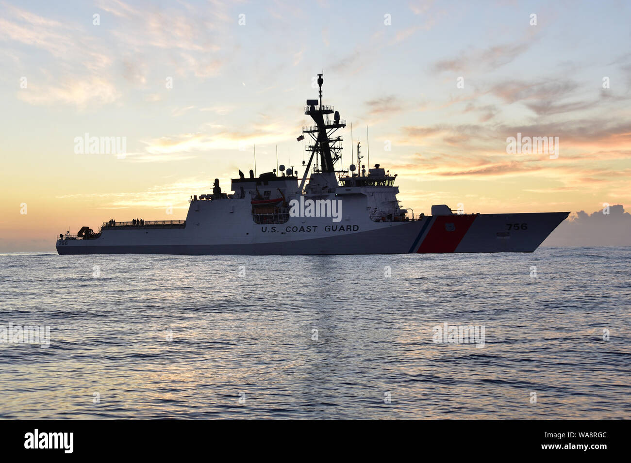Coast Guard Cutter Kimball (WMSL 756) plies the Pacific Ocean near ...