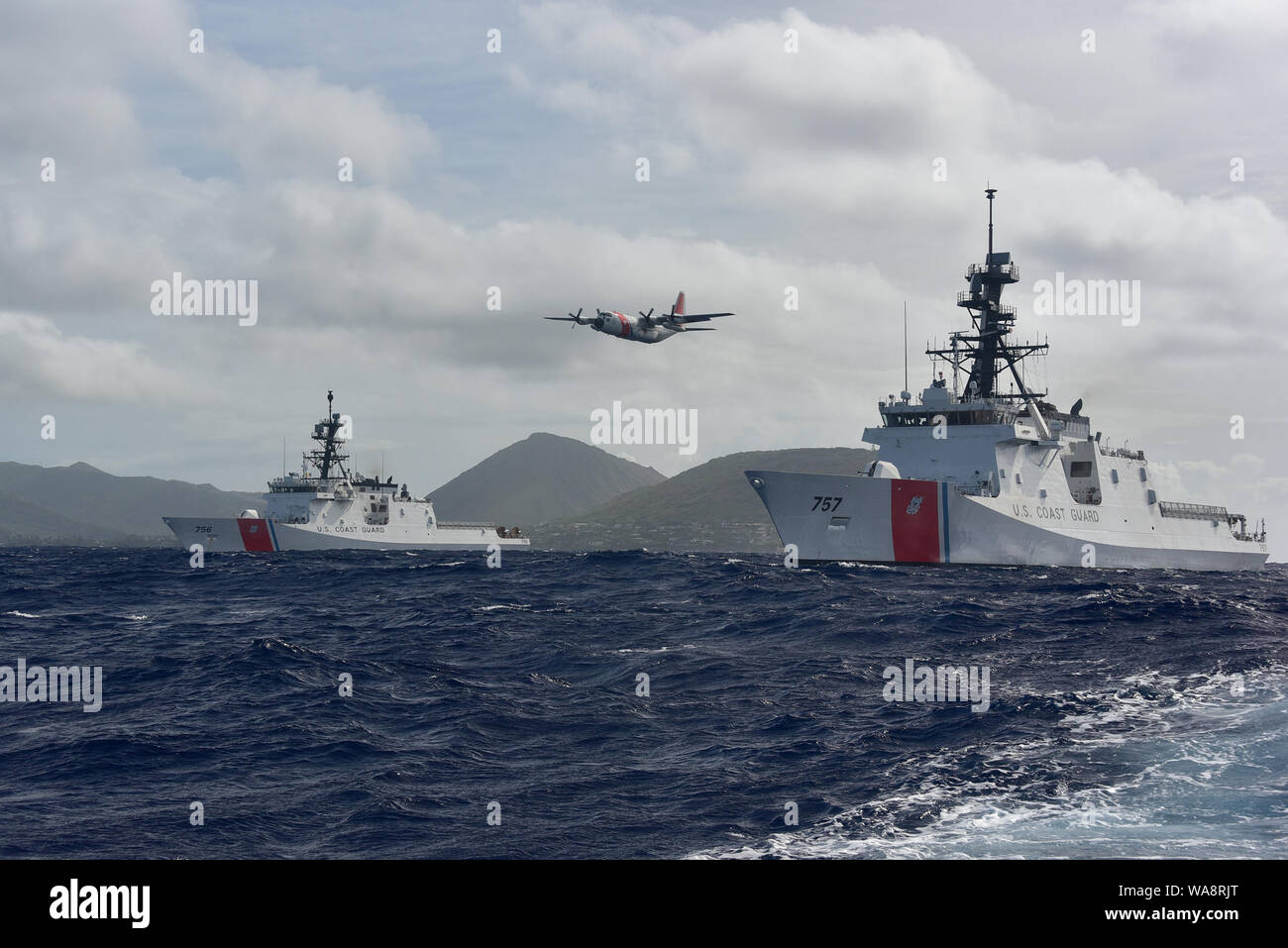 Coast Guard Cutter Midgett (WMSL 757), right, meets Coast Guard Cutter ...