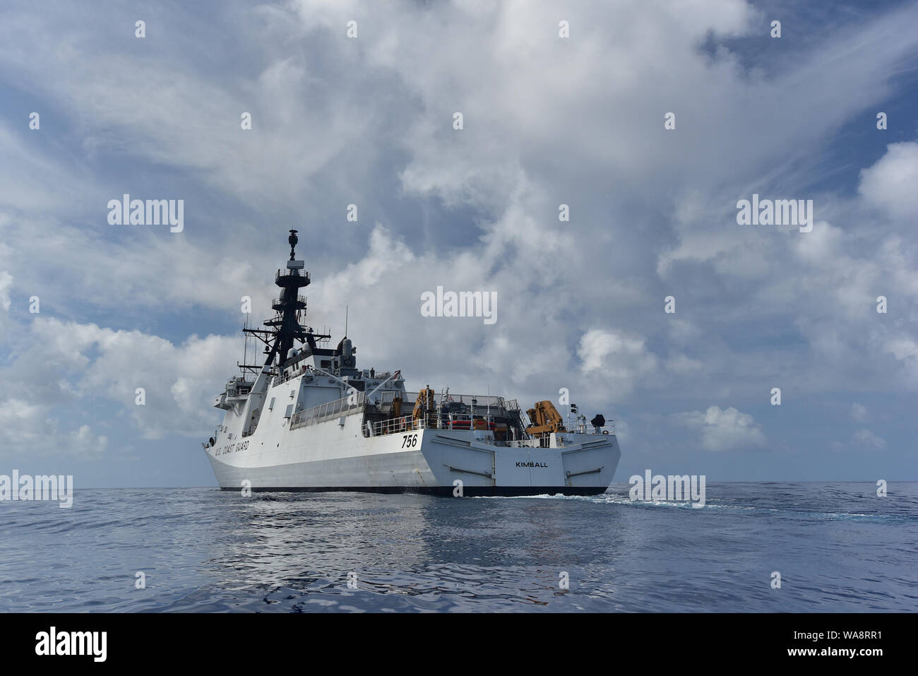 Crewmembers aboard Coast Guard Cutter Kimball (WMSL 756) test the fire ...