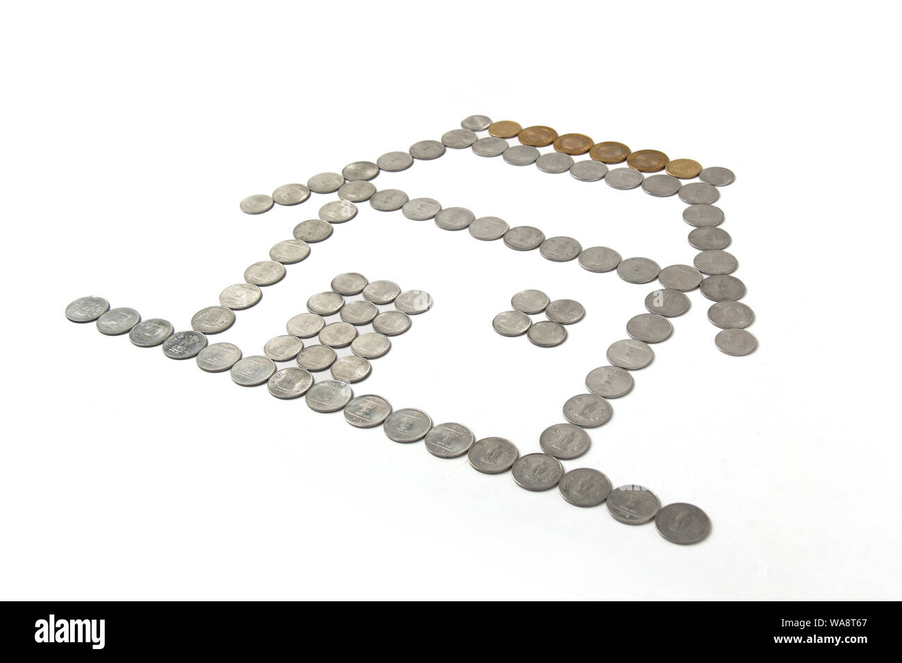 Coins forming the shape of a house Stock Photo - Alamy