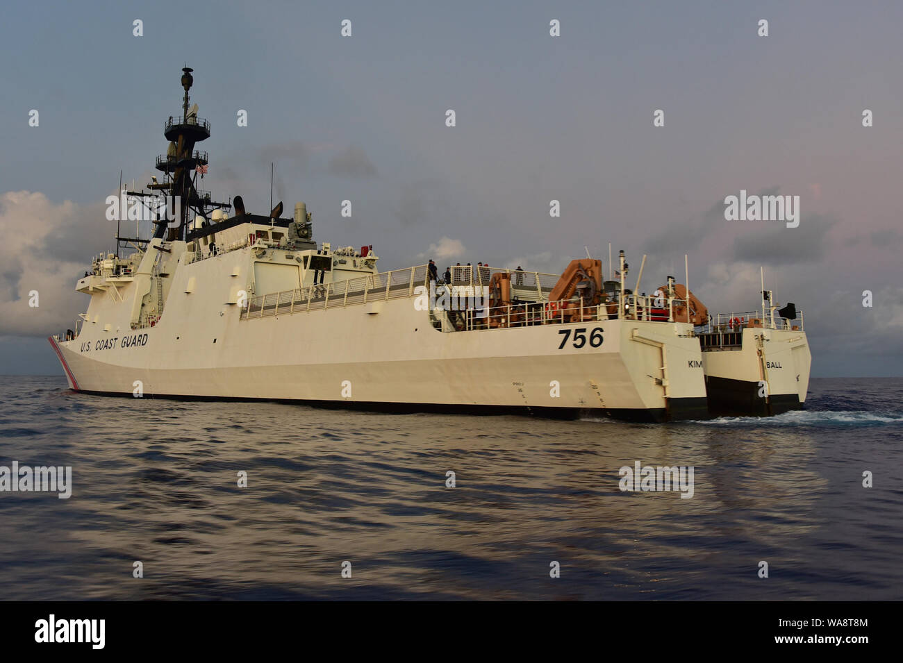Coast Guard Cutter Kimball (WMSL 756) plies the Pacific Ocean after ...