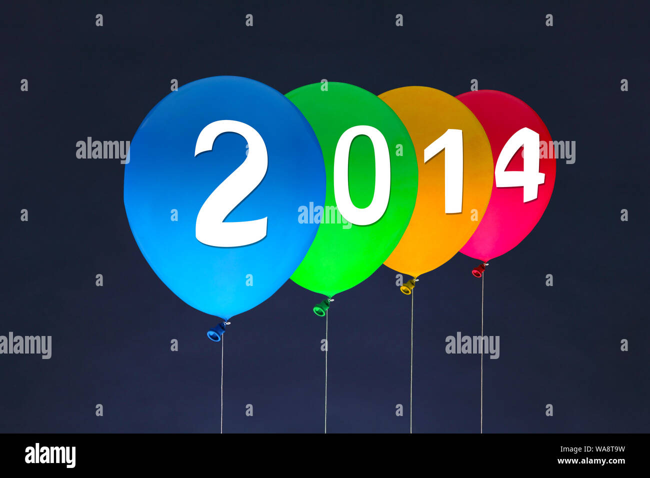 New year concept-multi colored balloons with number 2014 Stock Photo ...