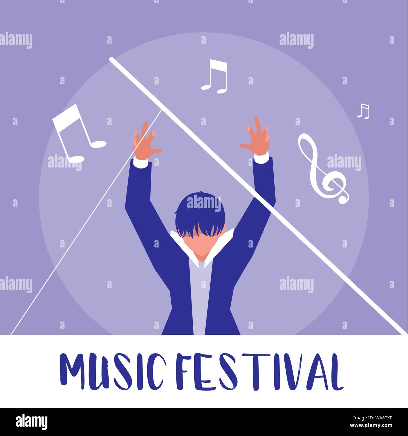 music festival poster with orchestra conductor vector illustration ...