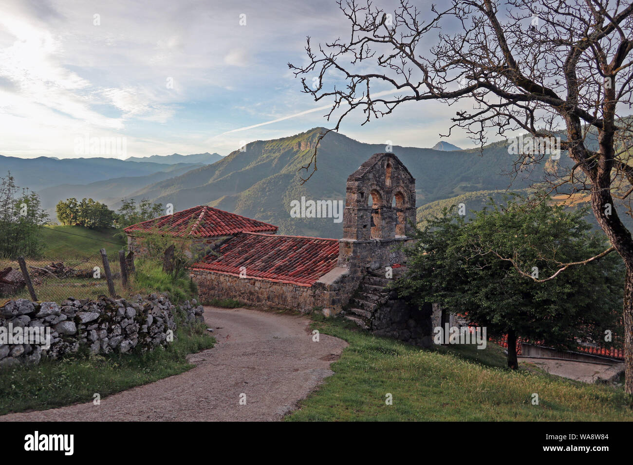 Old stone church, Brez village, Picos De Europa, Spain Stock Photo - Alamy