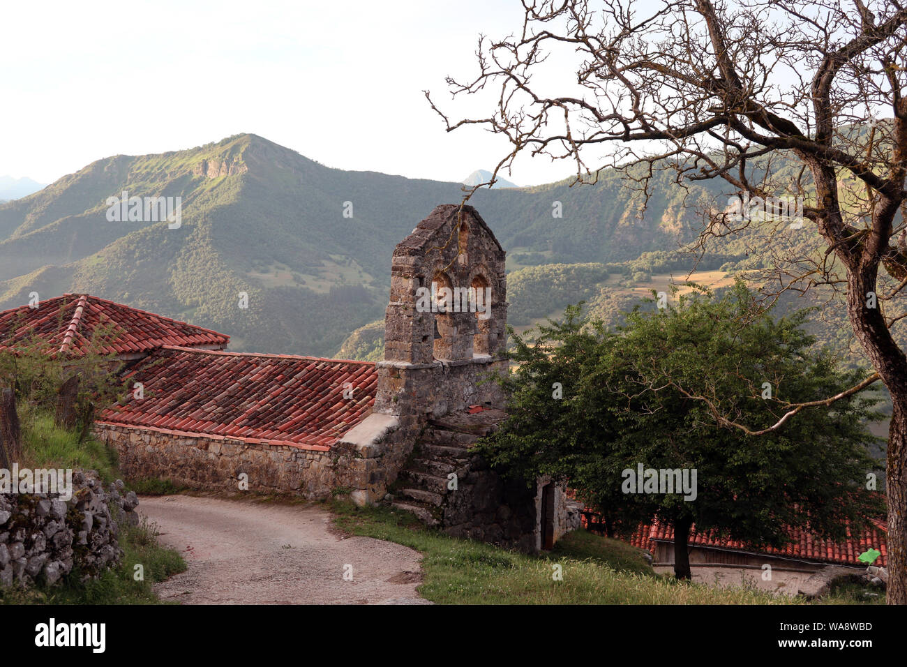 Old stone church, Brez village, Picos De Europa, Spain Stock Photo - Alamy
