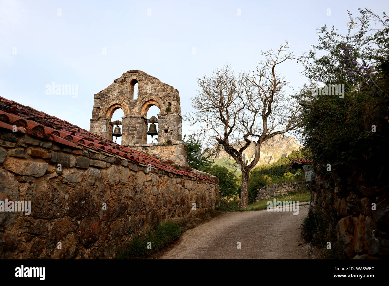 Old stone church, Brez village, Picos De Europa, Spain Stock Photo - Alamy