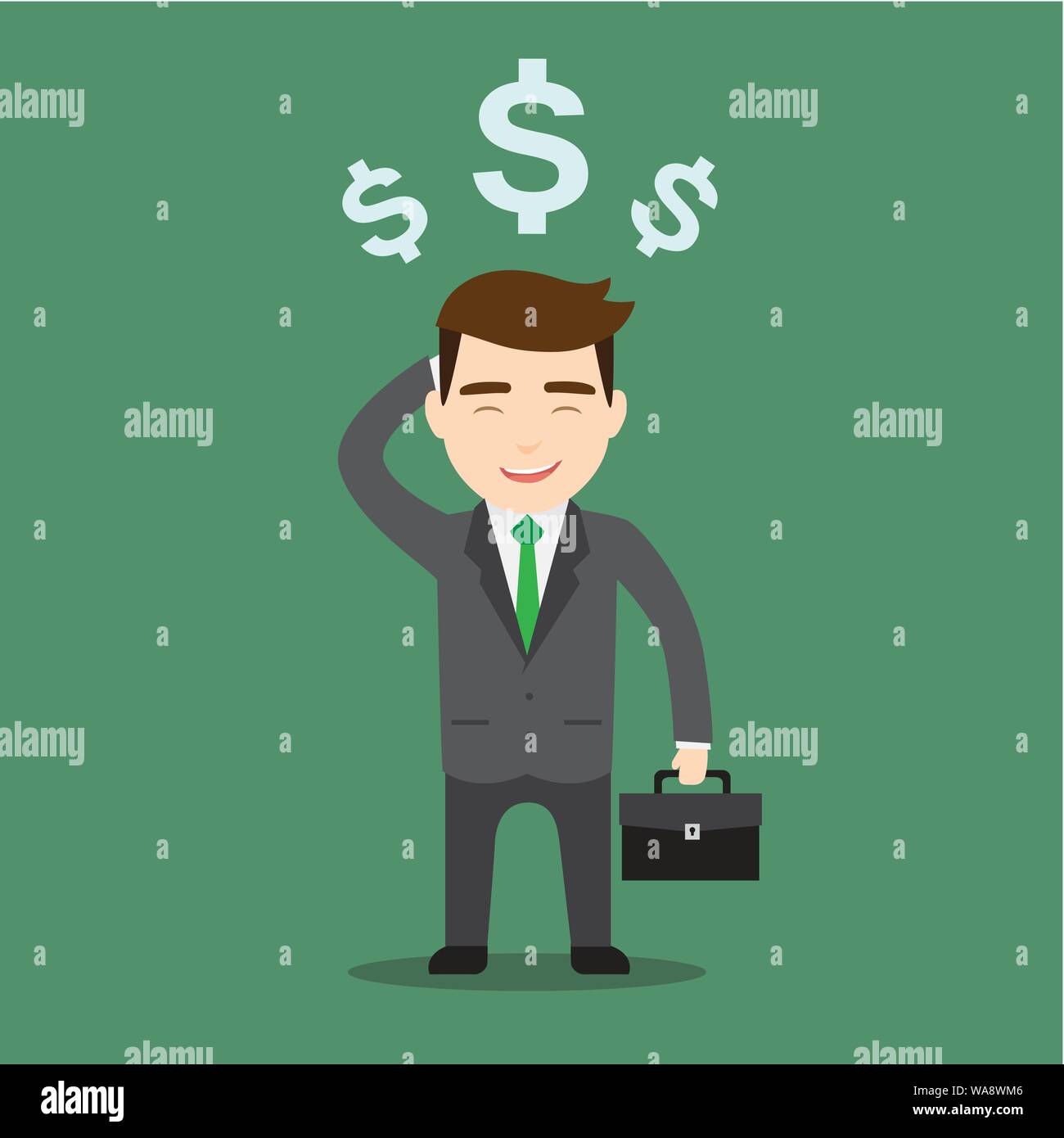 A businessman thinking in money. Vector illustration Stock Vector Image ...