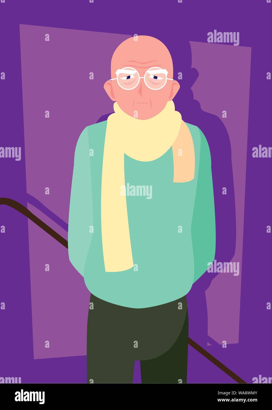 old man with cane avatar character vector illustration design Stock ...