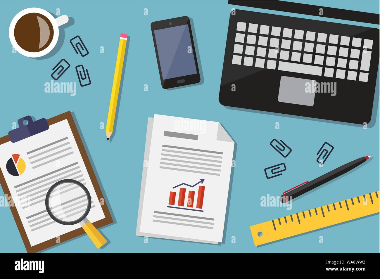 Flat lay blue background Stock Vector Images - Alamy