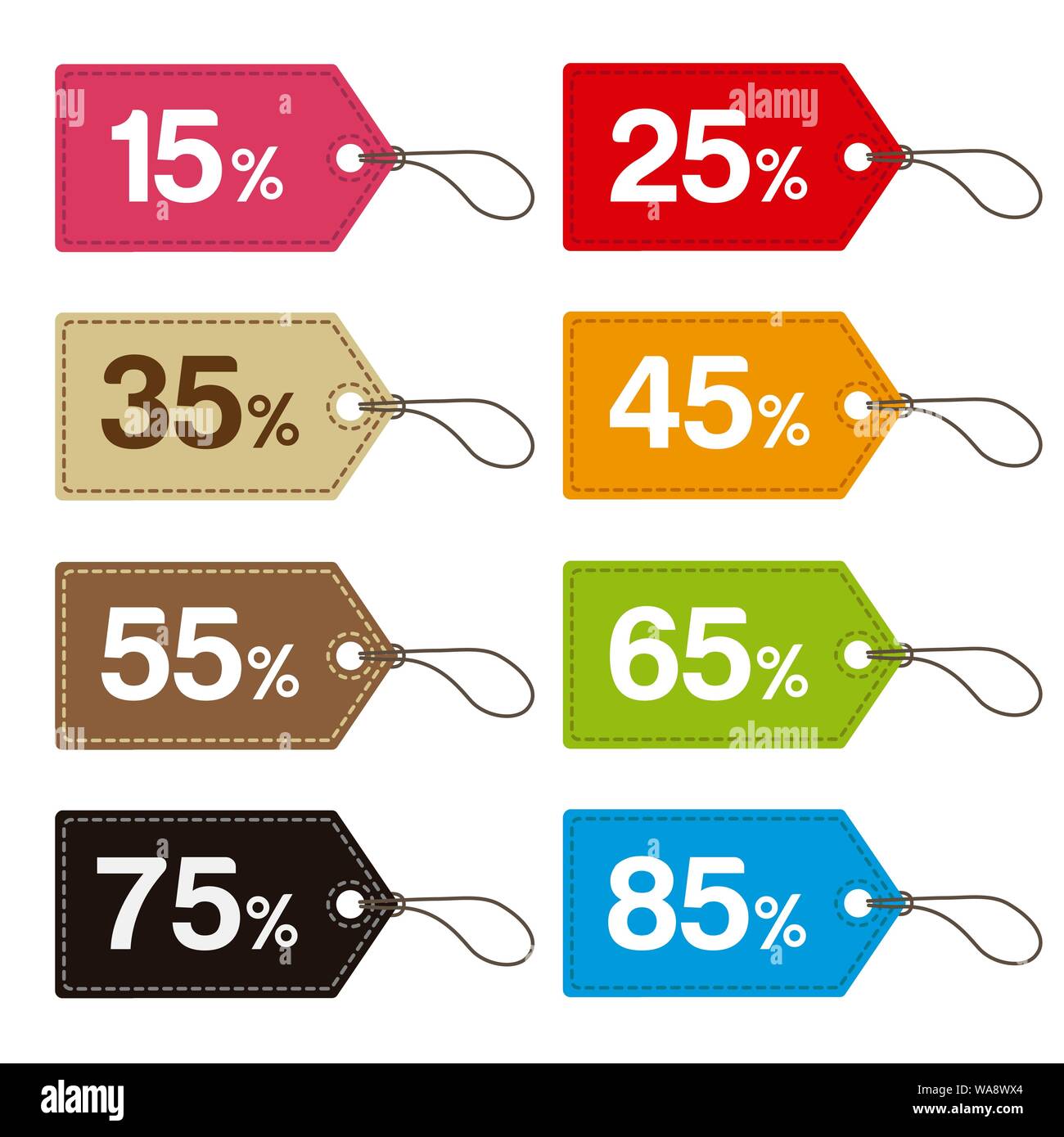 Labels discount percent in colors. Isolated and vector illustration ...