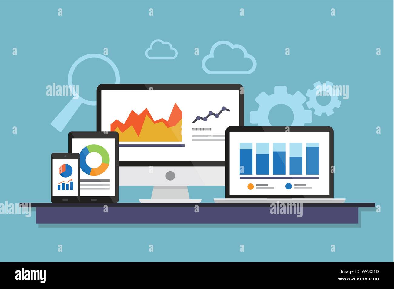 Devices data business analysis. Vector illustration Stock Vector Image ...