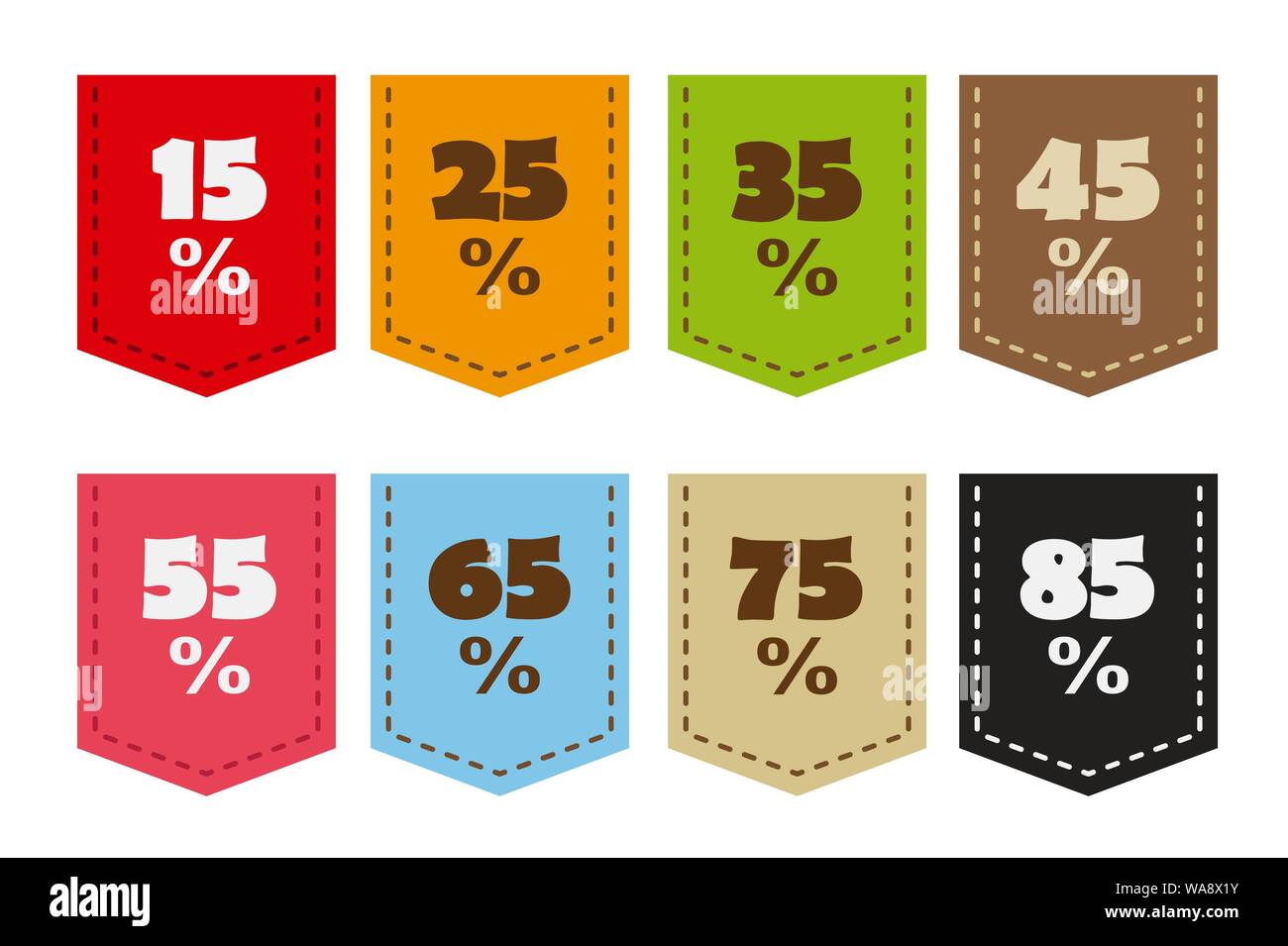 Labels discount percent in colors. Isolated and vector illustration ...