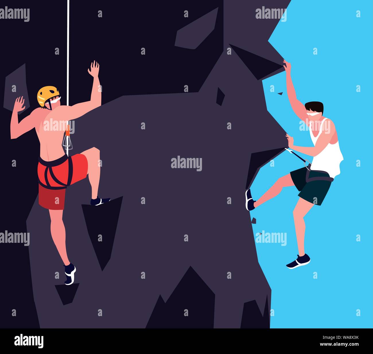 men athlete practicing climbing character vector illustration design ...
