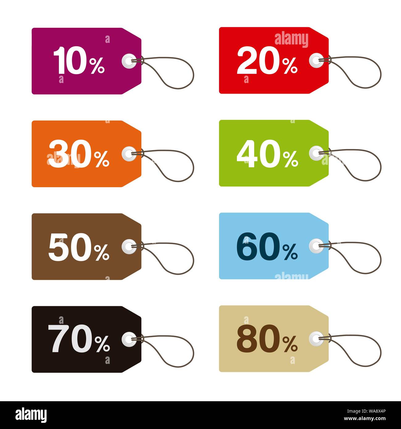 Labels discount percent in colors. Isolated and vector illustration ...