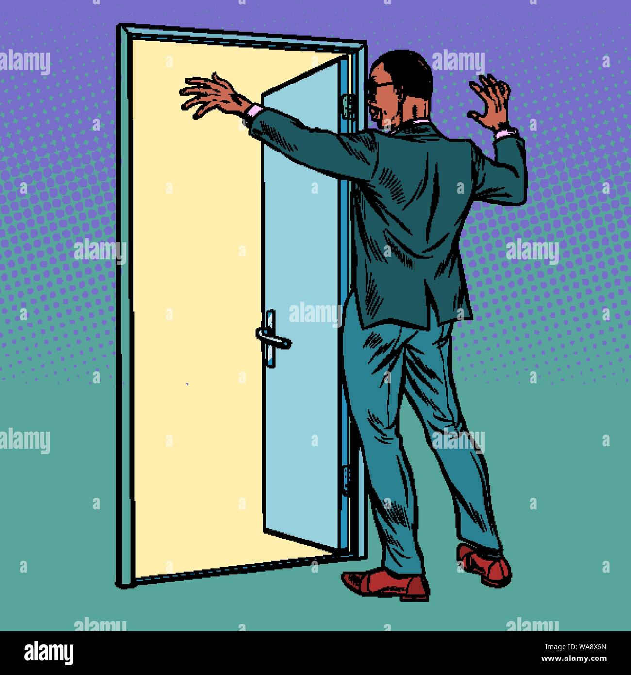Clipart Man Entering Door Free Images At Clkercom
