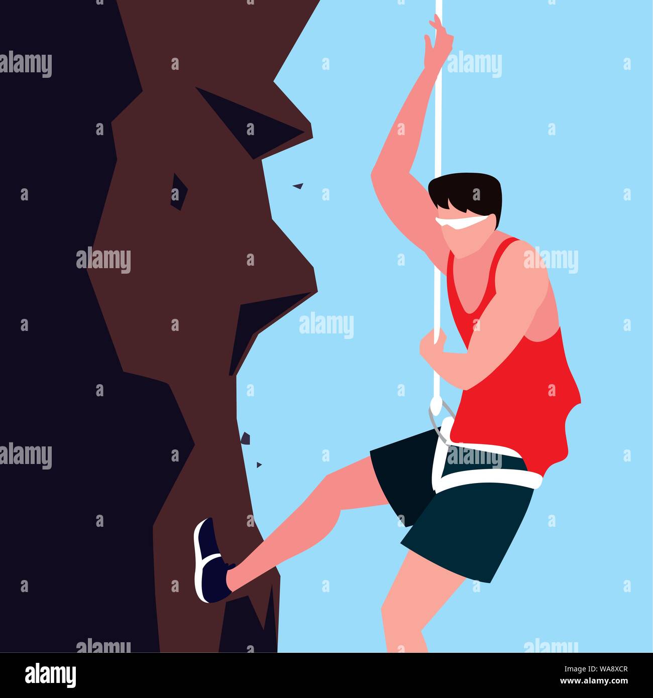 man athlete practicing climbing character vector illustration design ...