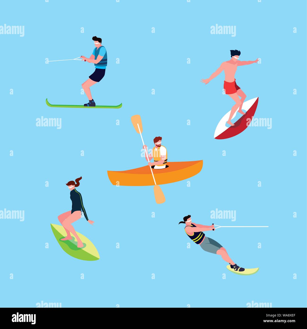 group of people practicing sports extreme vector illustration design ...