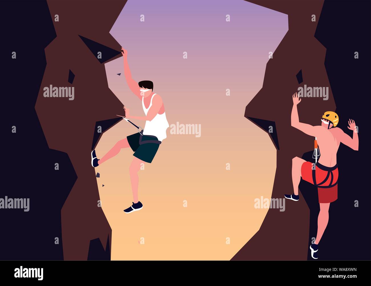 men athlete practicing climbing character vector illustration design ...