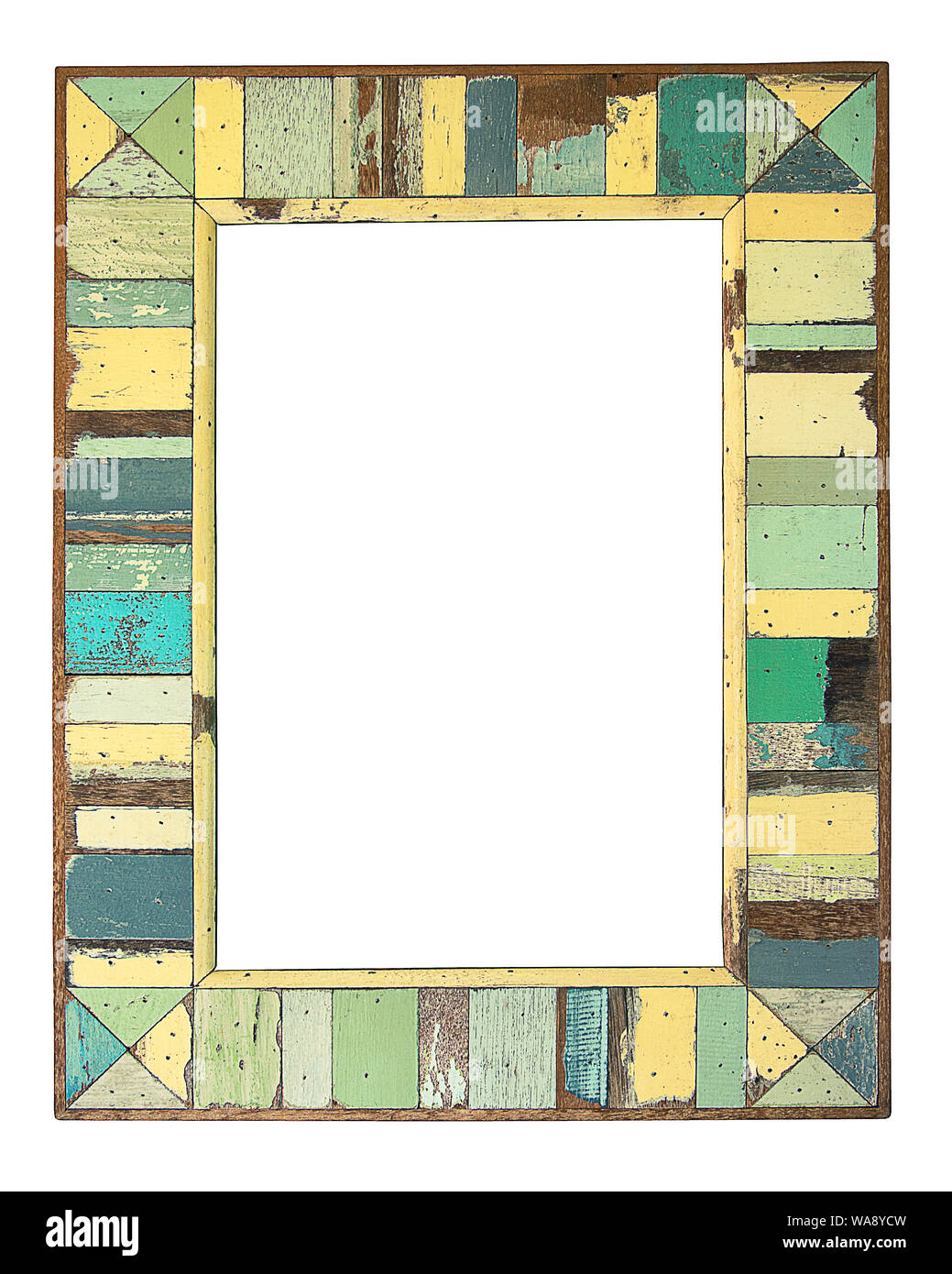 image of the colorful wooden picture frame isolated on white background ...