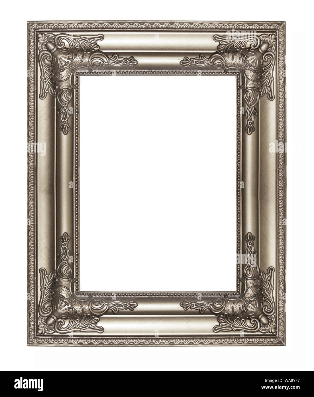 Silver frame isolated on white background Stock Photo - Alamy