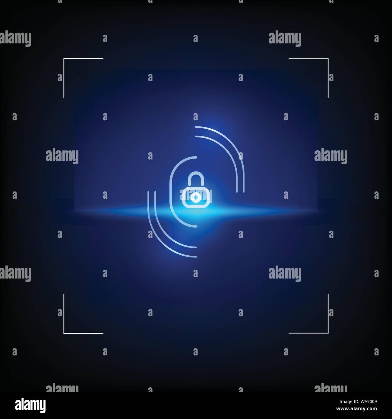 Vector Fingerprint Loop Icon With Lock Glyph Inside App Security