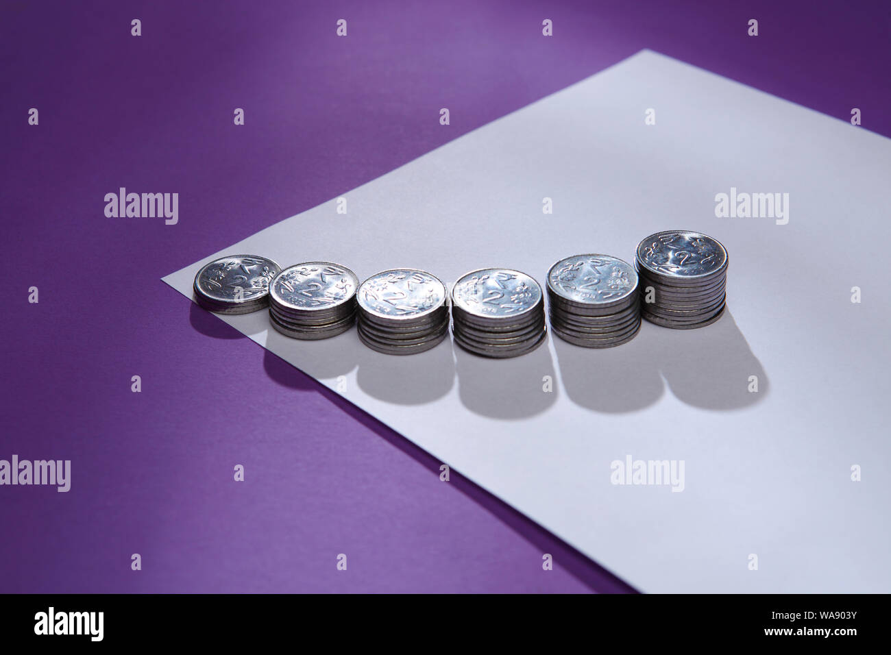 Stacks of Indian coins Stock Photo - Alamy