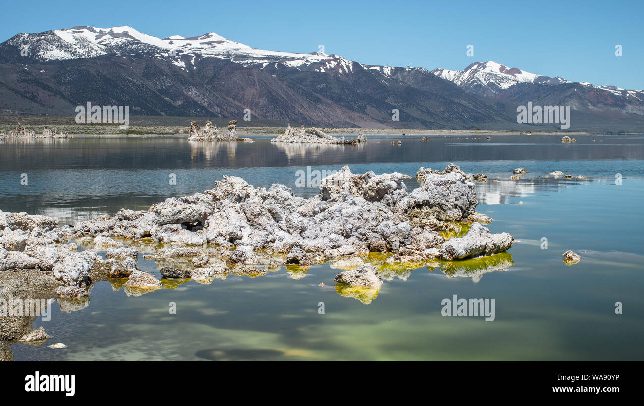 Mono Lake and Mountains. Spectacular View, Unique Ecosystem. Mono ...