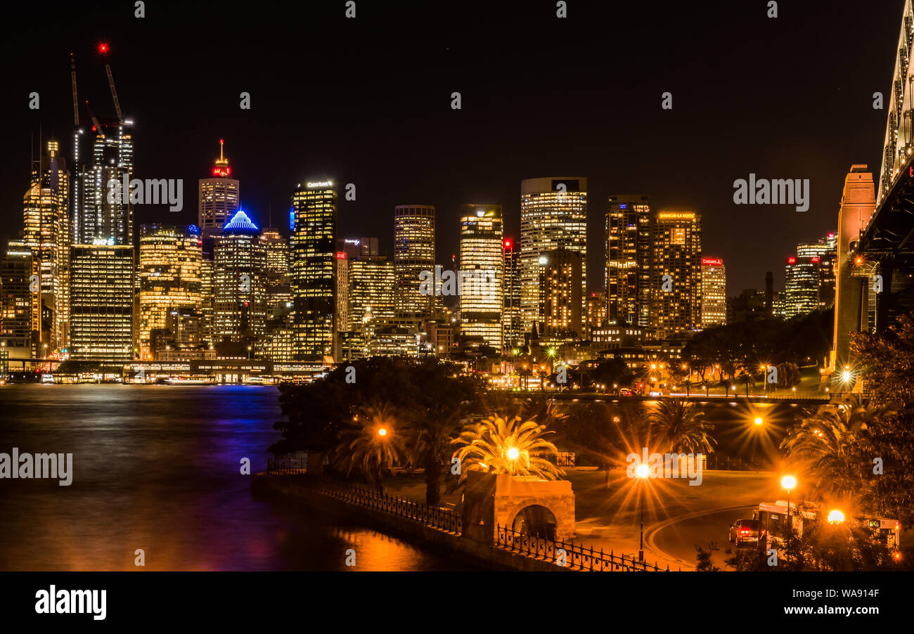 Sydney waterfront at night Stock Photo - Alamy