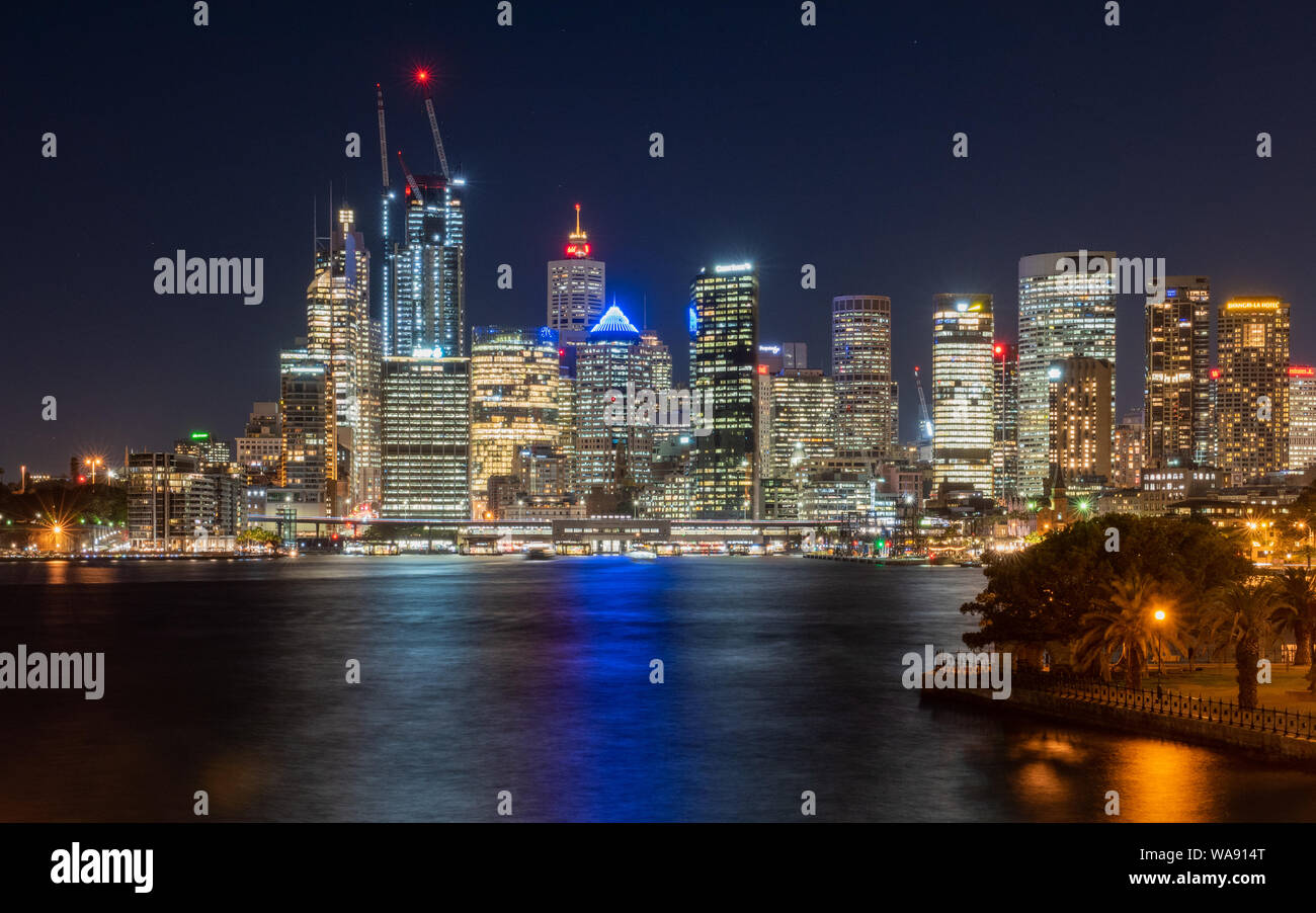 Sydney waterfront at night Stock Photo - Alamy