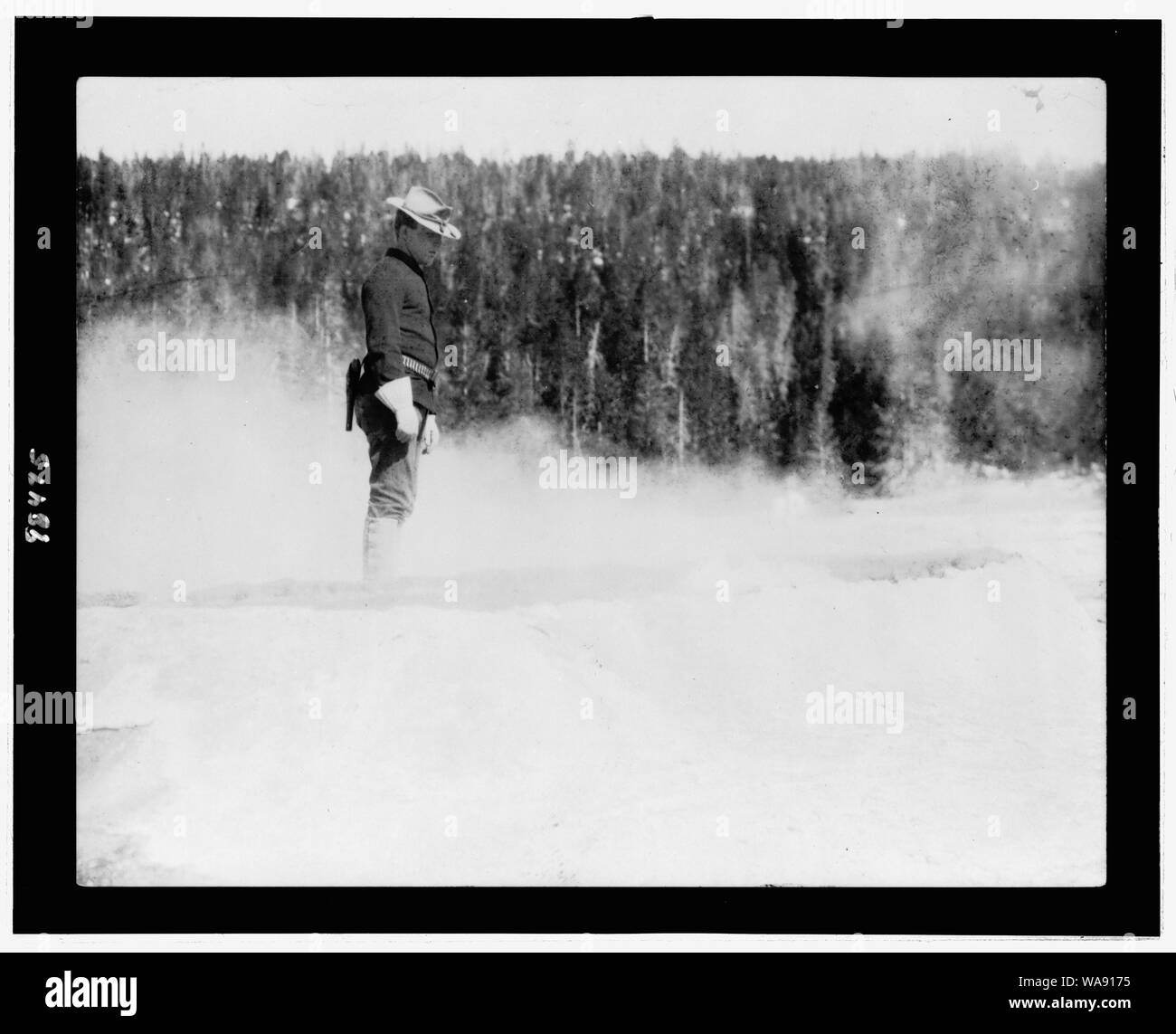 Cavalryman guard at Midway geyser basin, Yellowstone National Park ...