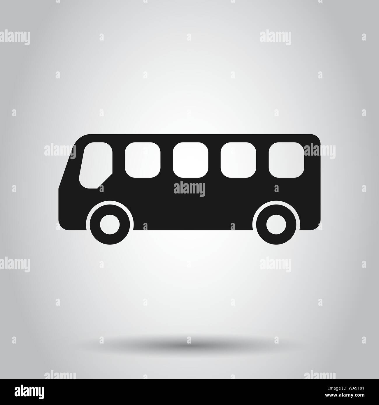 School bus icon in flat style. Autobus vector illustration on isolated ...