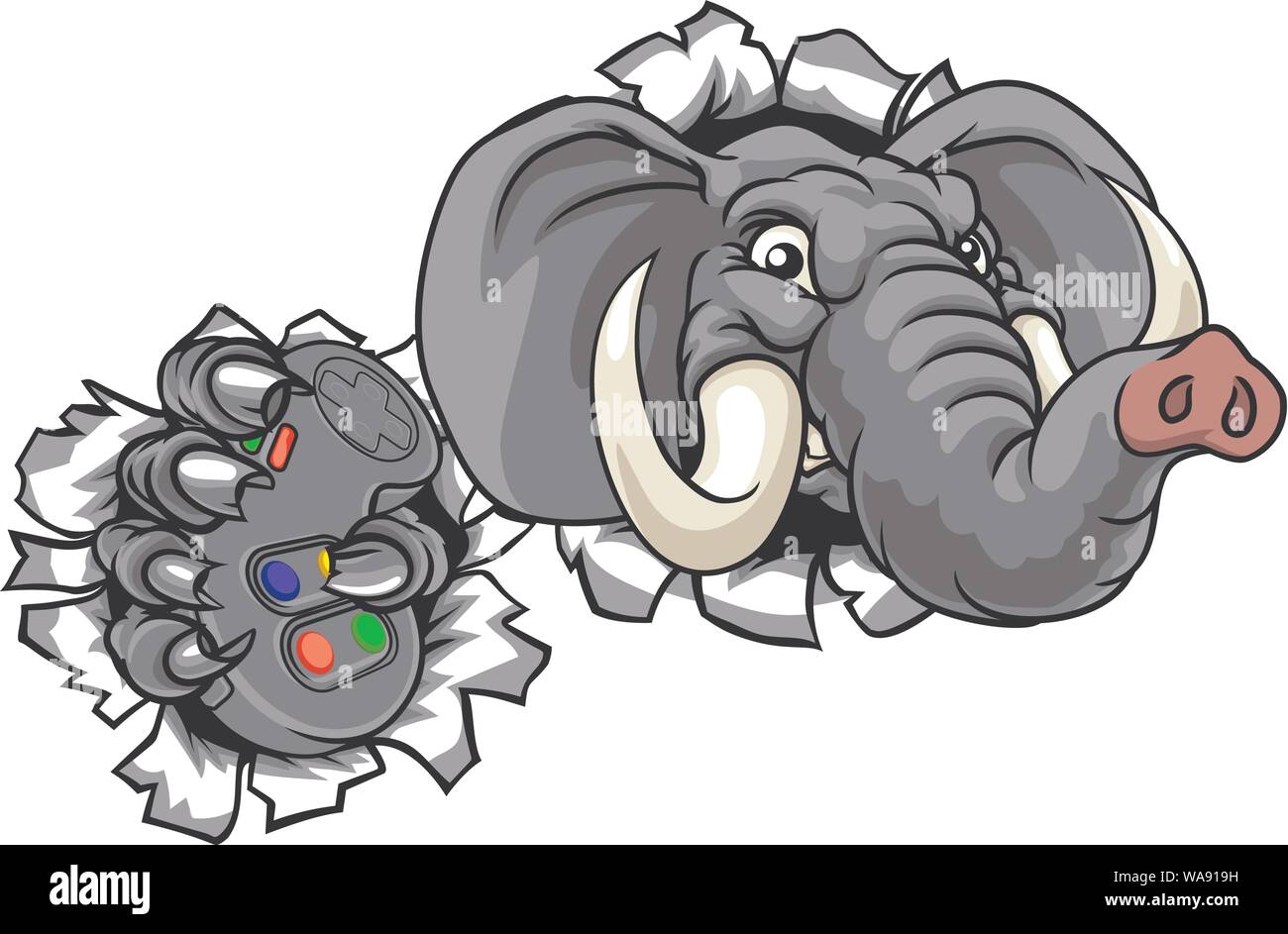 Elephant Video Games Controller Gamer Mascot Stock Vector Image & Art ...